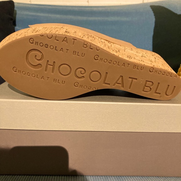 Chocolat Blu | Shoes | Nwbchocolat Blu Leather Tancolored Wedges Open ...